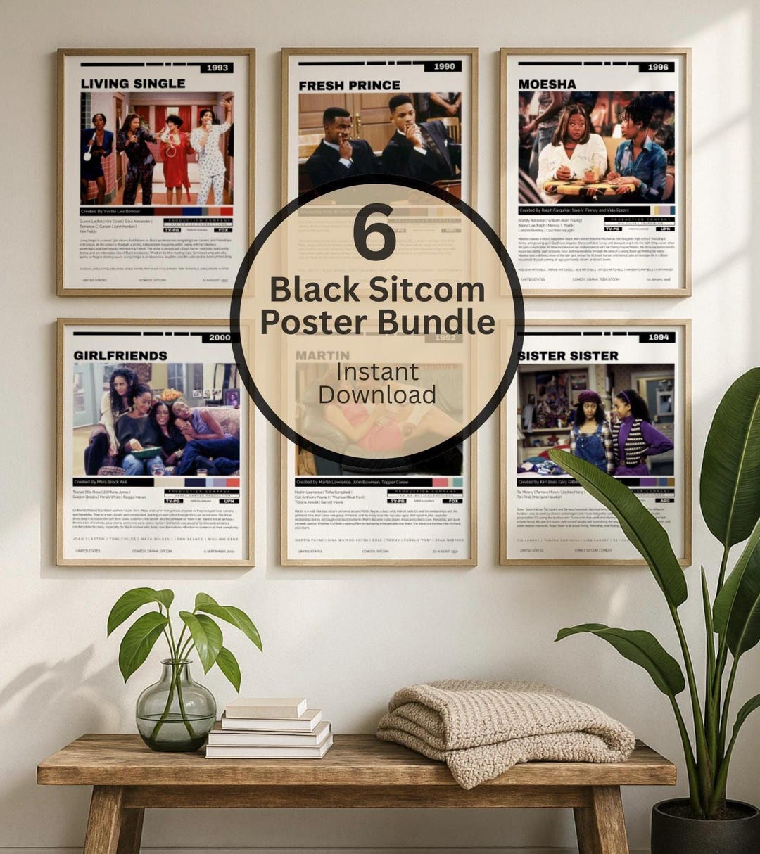 Black Sitcom Wall Art Set | 6 Digital Prints | Black TV Shows | Color ...
