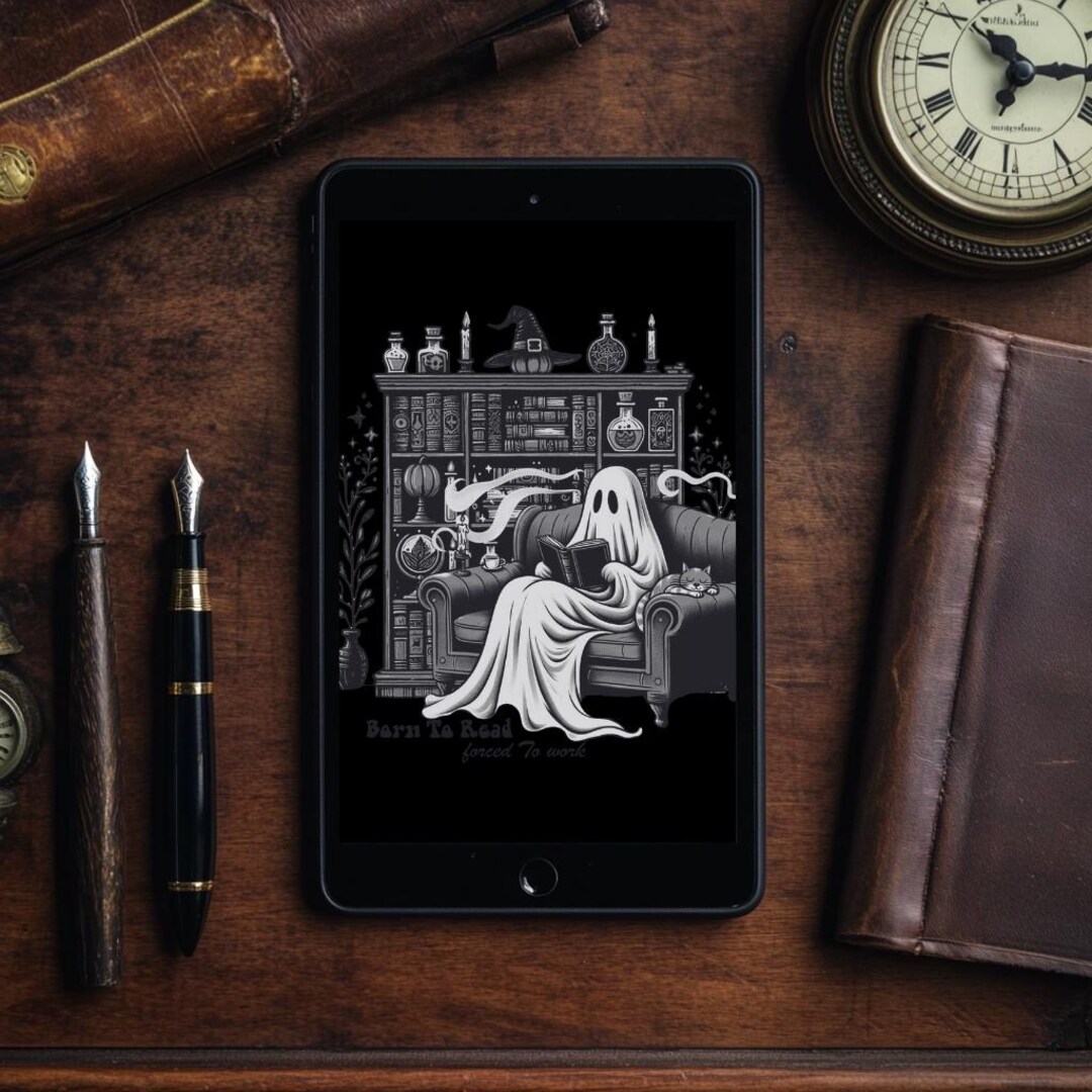 Kindle Lock Screen Ghost Reading in Front of Bookshelf Customized ...