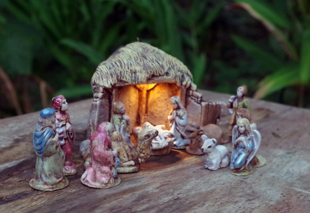 Ceramic Miniature 12 Piece Nativity Scene With Manger - Etsy