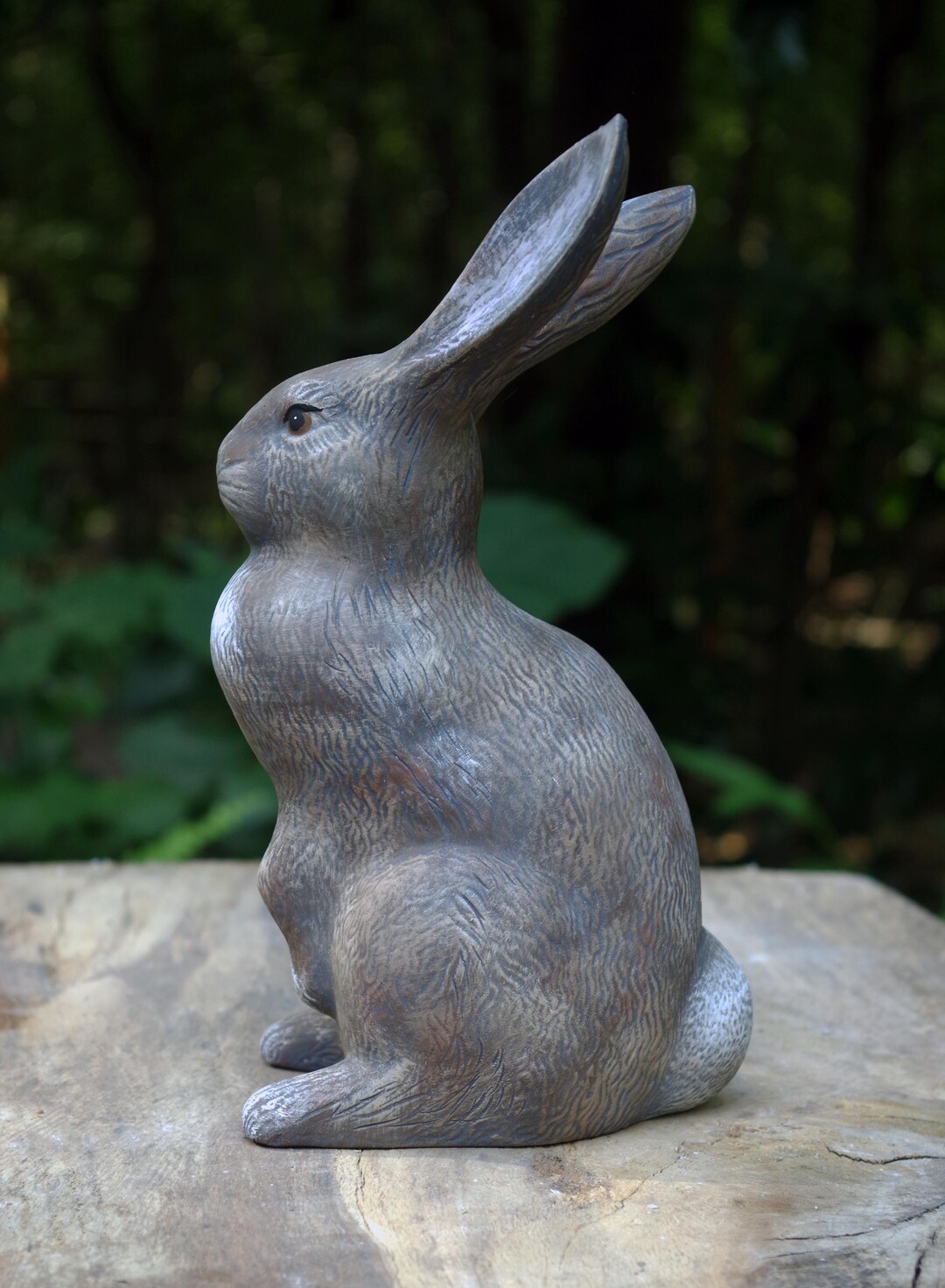 Rabbit Standing Figurine Hand Painted Ceramic - Etsy