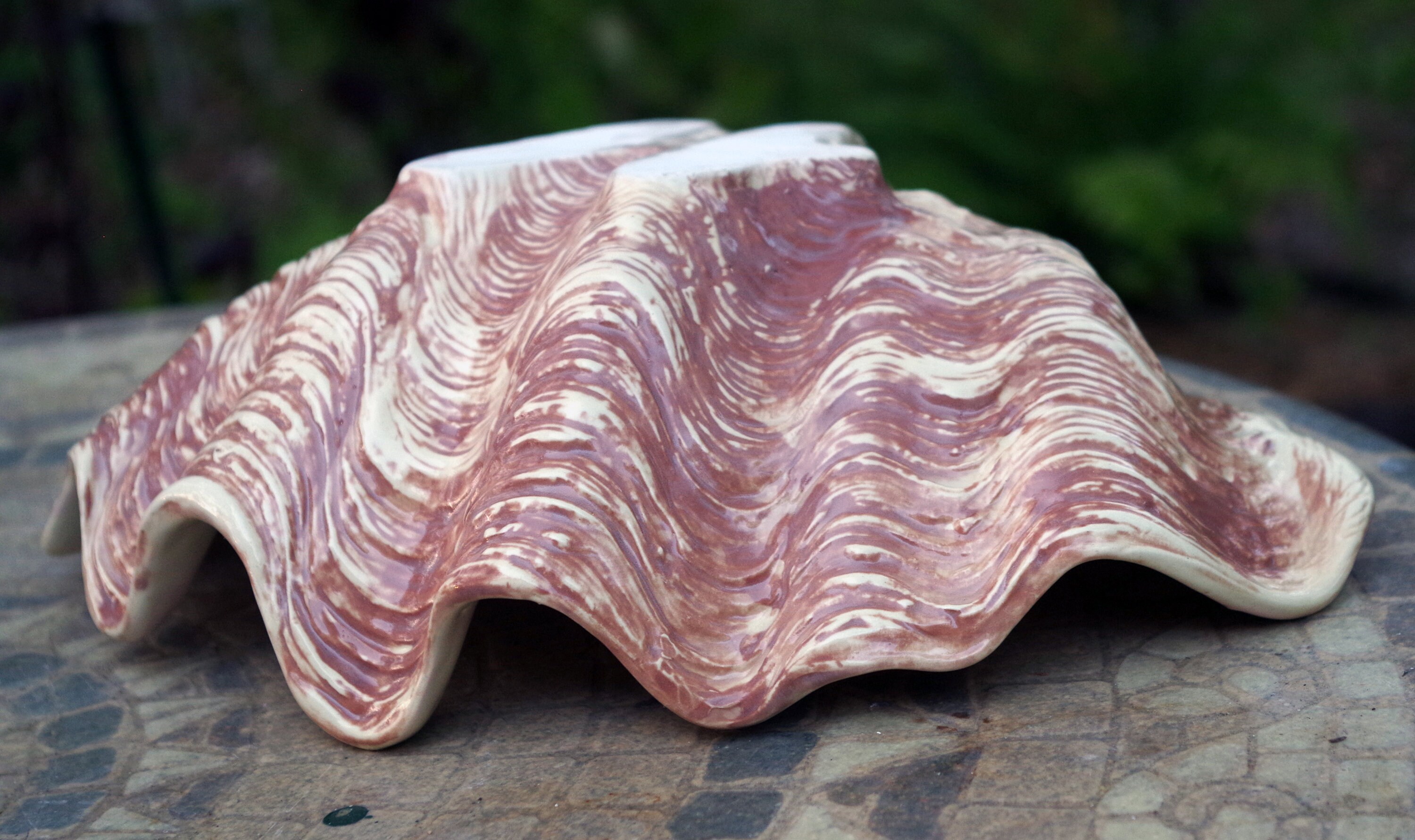 Large Glazed Ceramic Clam Shell - Etsy