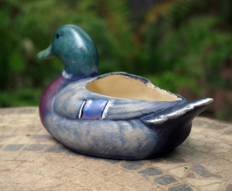 Vintage Mallard Duck Planter - Etsy