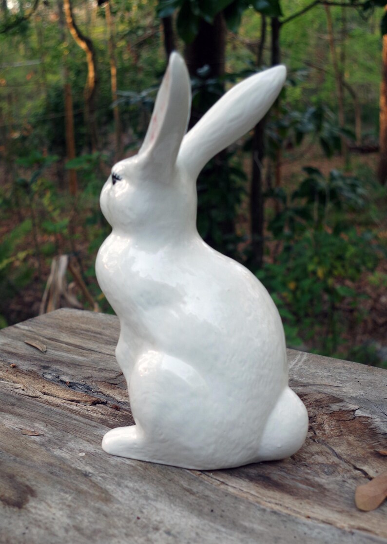 Standing White Rabbit Glazed - Etsy