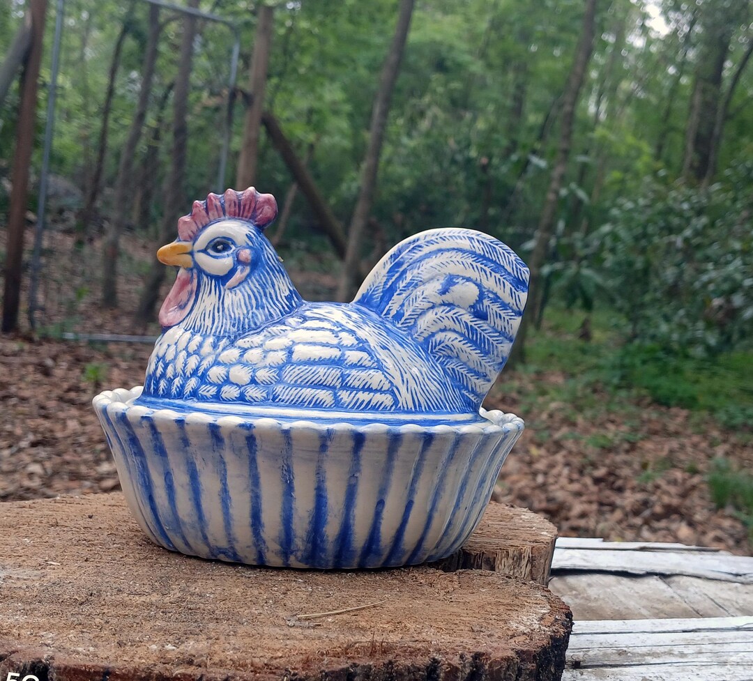 Vintage Ceramic Hen on Nest: Hand-painted Farmhouse Decor - Etsy