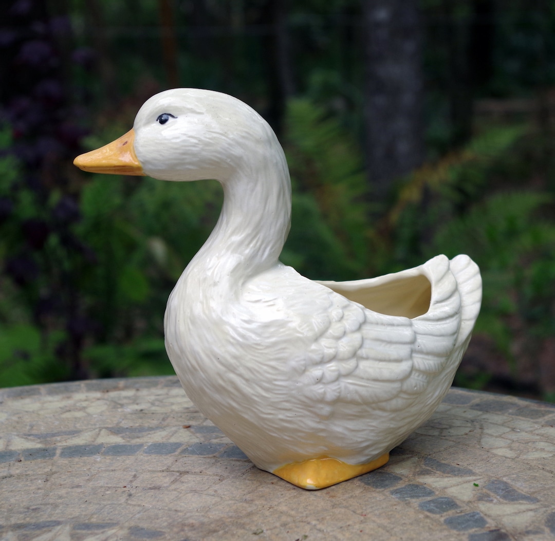 9 Inch Feathered Duck -geese Planter Facing Right - Etsy