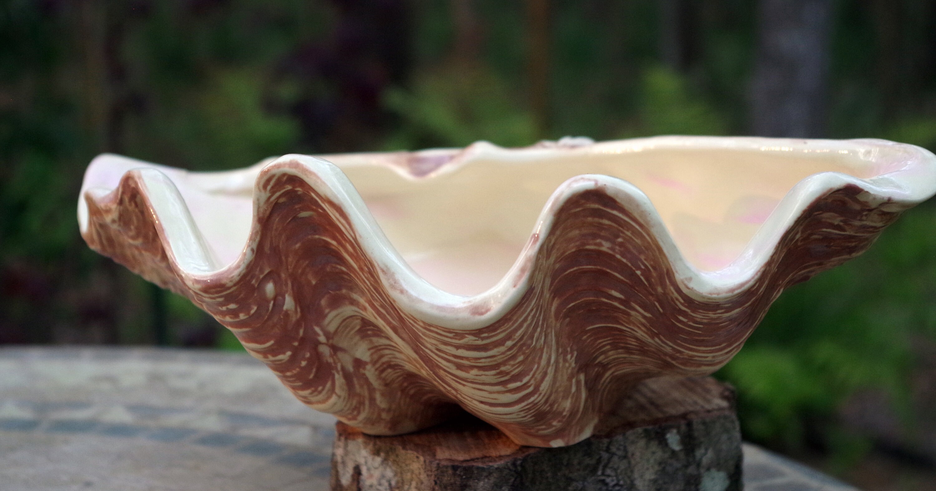 Large Glazed Ceramic Clam Shell - Etsy
