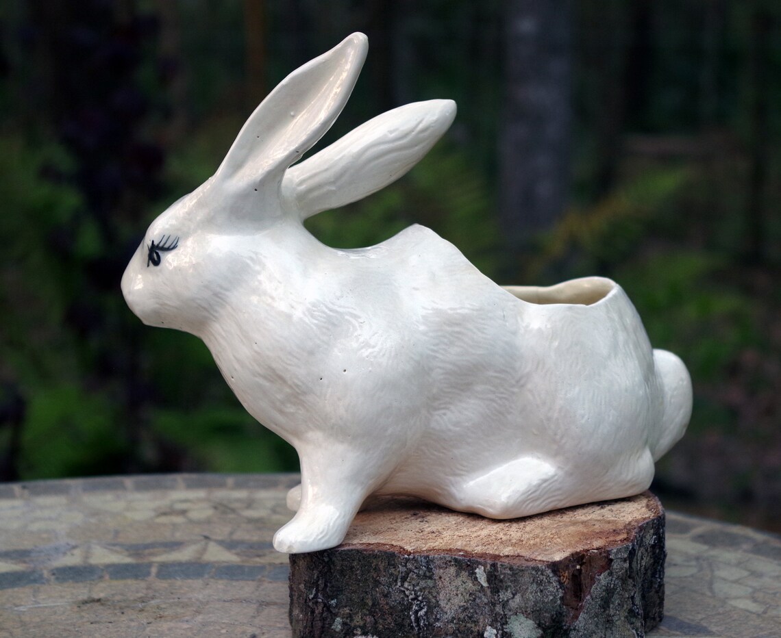Ceramic Sitting Rabbit Plante - Etsy