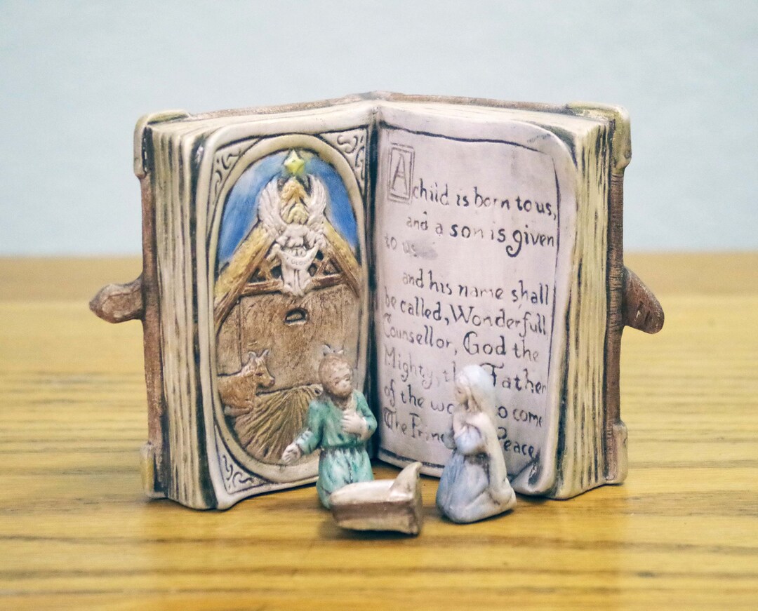 Ceramic Open Bible Verse With Nativity - Etsy