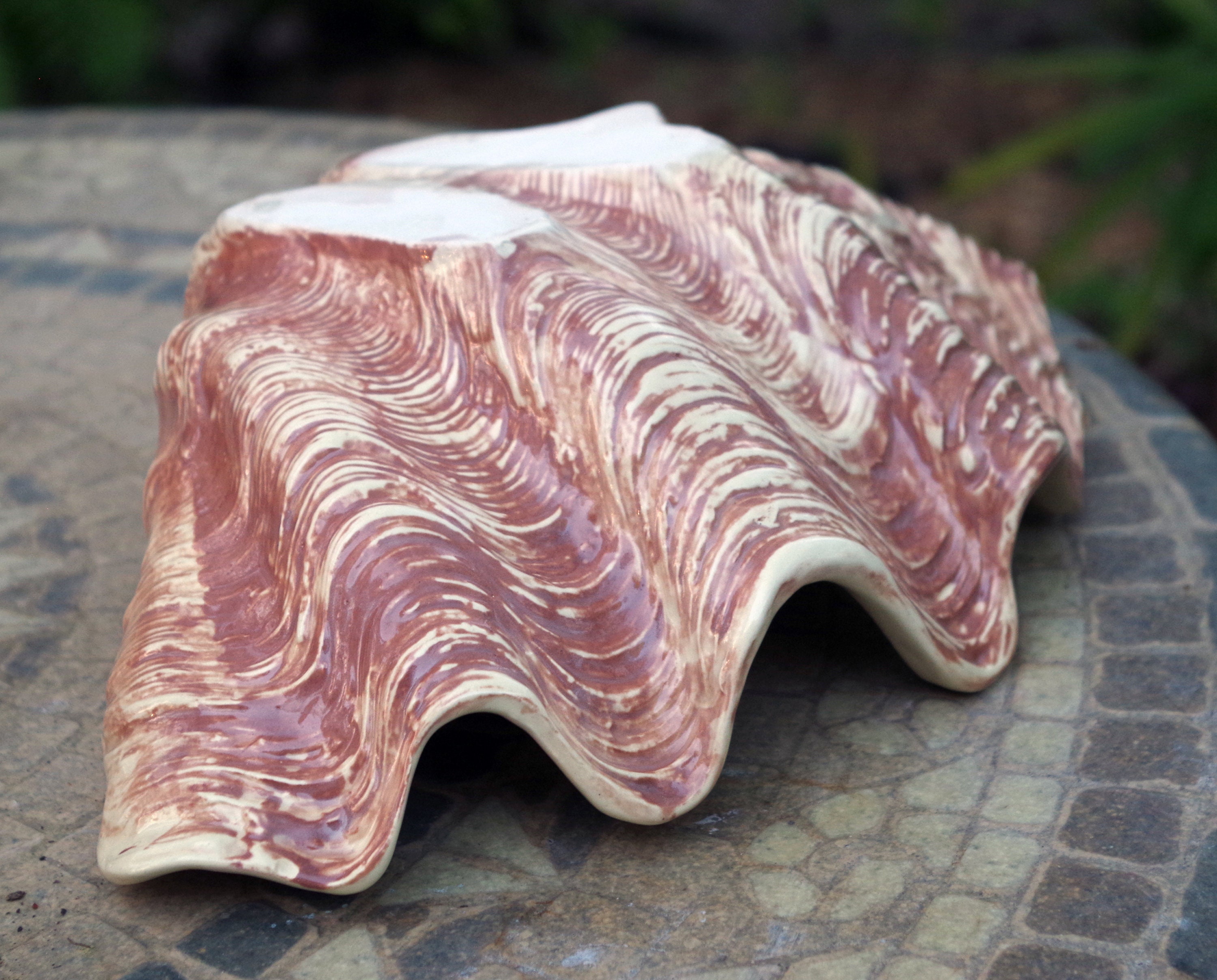 Large Glazed Ceramic Clam Shell - Etsy