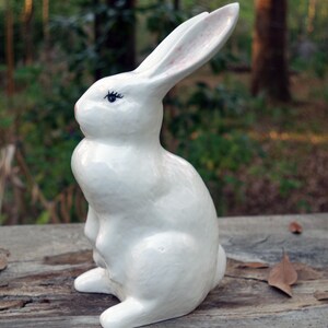 Standing White Rabbit Glazed - Etsy