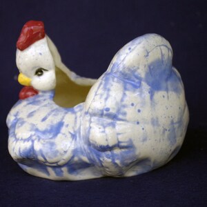 Blue Ceramic Fabric Like Chicken Planter - Etsy