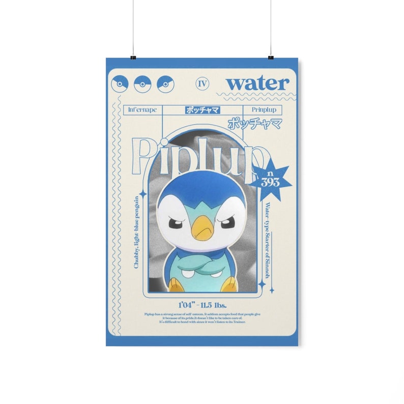 Piplup | Pokemon Poster | Anime | Wall Art | Canvas | Print | Decor - Etsy