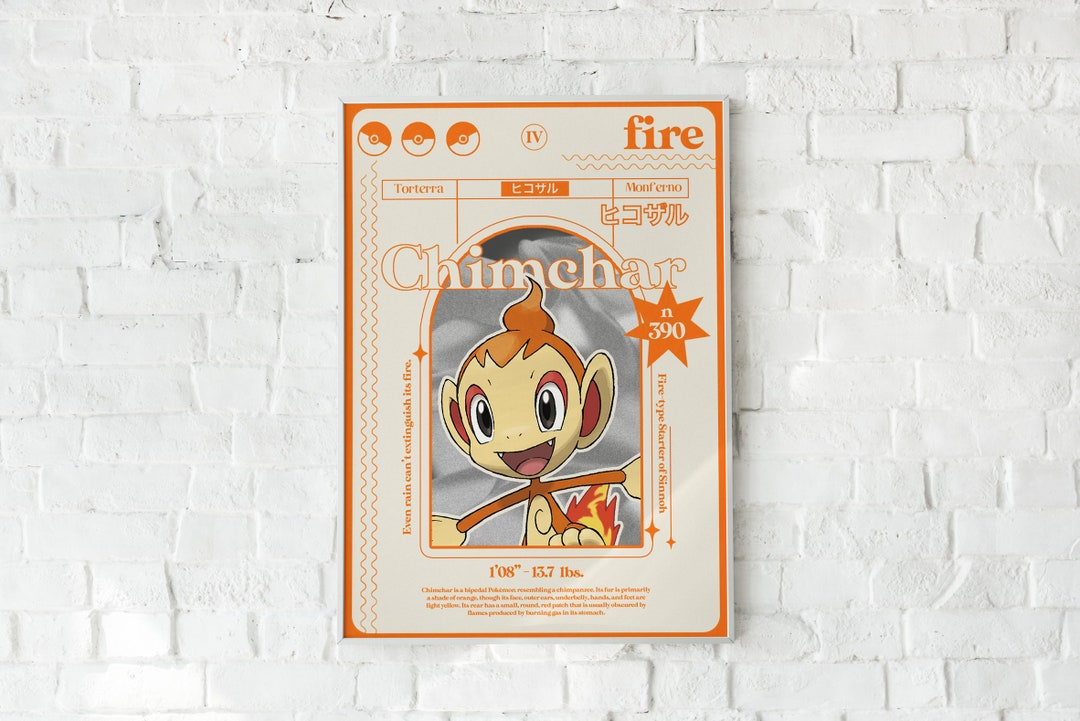 Chimchar Pokemon Poster Anime Wall Art Canvas Print Decor - Etsy