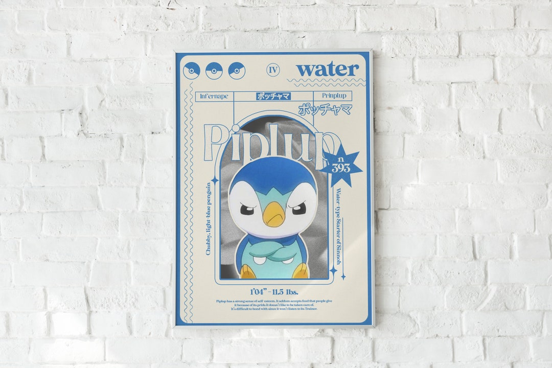 Piplup | Pokemon Poster | Anime | Wall Art | Canvas | Print | Decor - Etsy