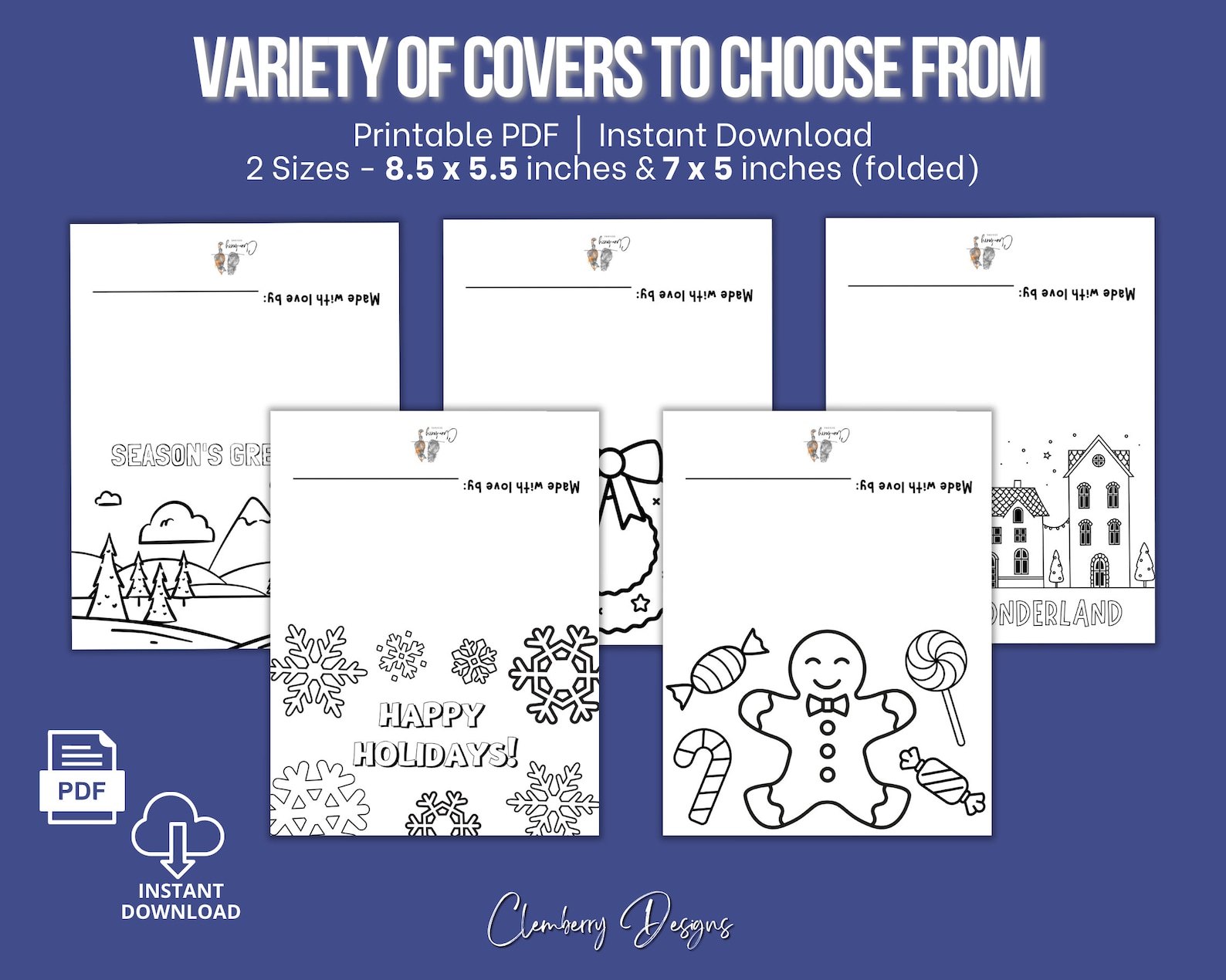 Printable Holiday Cards, Coloring Cards for Kids, Printable Christmas ...