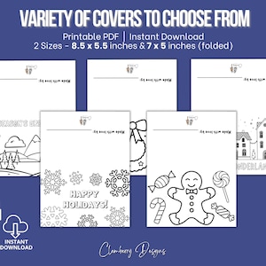 Printable Holiday Cards, Coloring Cards for Kids, Printable Christmas ...