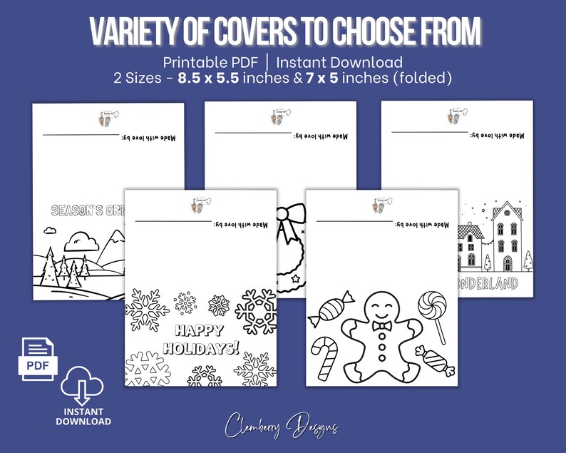 Printable Holiday Cards, Coloring Cards for Kids, Printable Christmas ...