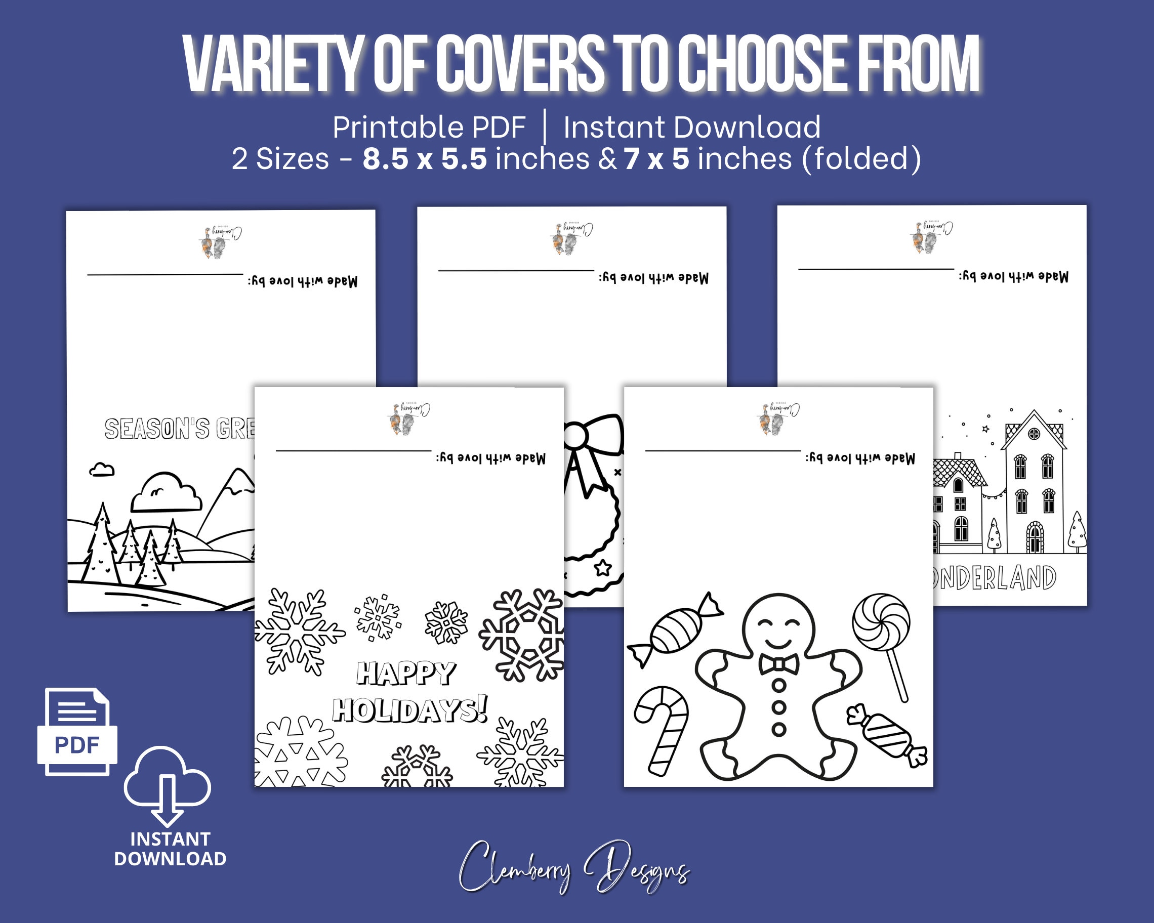 Printable Holiday Cards, Coloring Cards for Kids, Printable Christmas ...