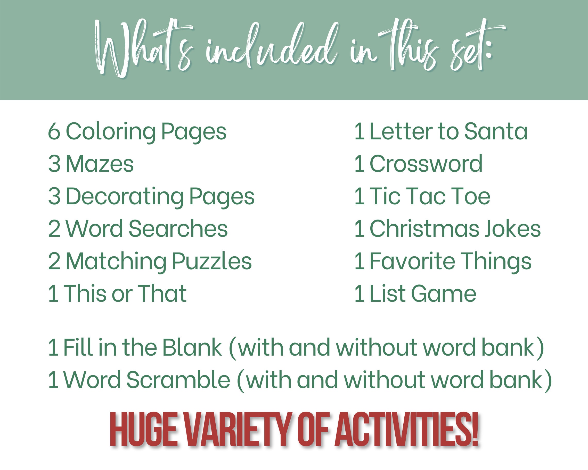 Christmas Activity Book Printable, Children's Games, Puzzles, and ...