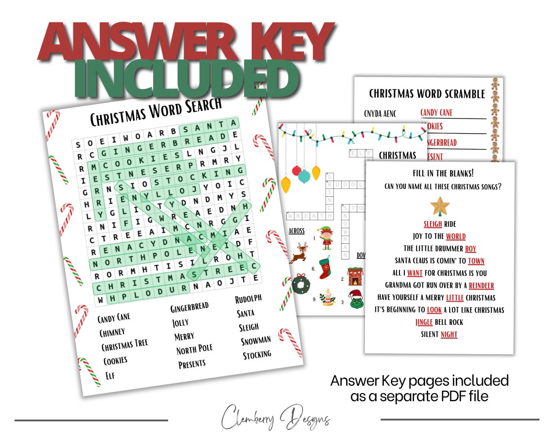 Christmas Word Game Bundle, Printable Word Games for Kids, Activity ...