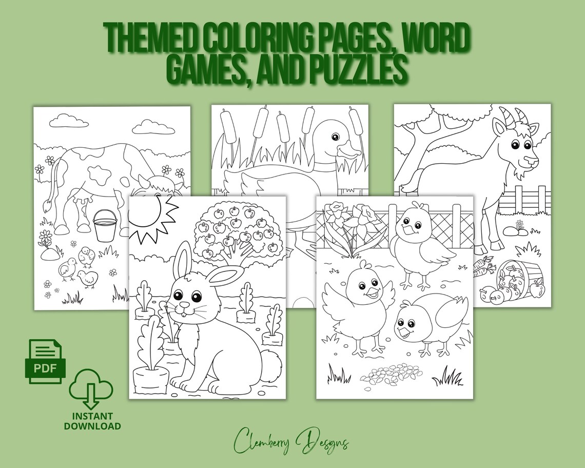 Farm Activity Book for Kids, Farm Animal Word Games and Activities ...