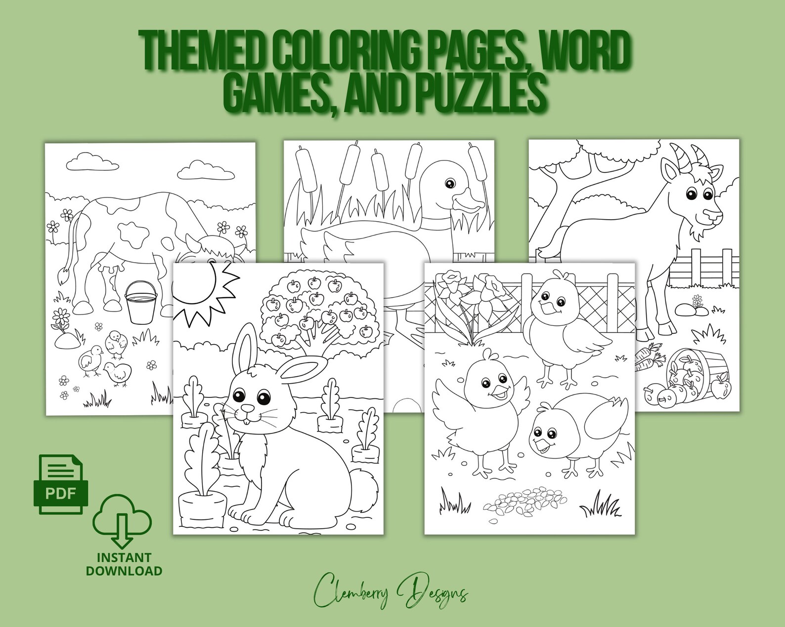 Farm Activity Book for Kids, Farm Animal Word Games and Activities ...