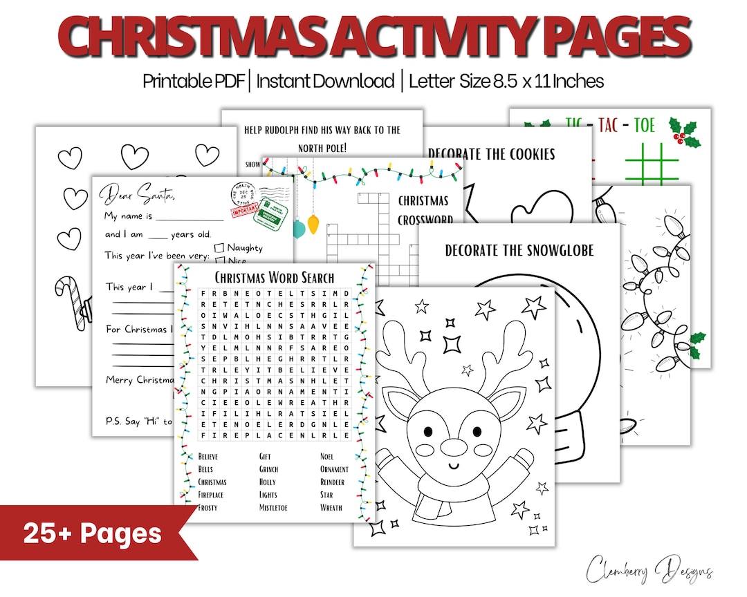 Christmas Activity Book Printable, Children's Games, Puzzles, and ...