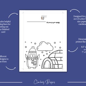 Printable Holiday Cards, Coloring Cards for Kids, Printable Christmas ...