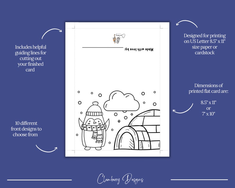 Printable Holiday Cards, Coloring Cards for Kids, Printable Christmas ...