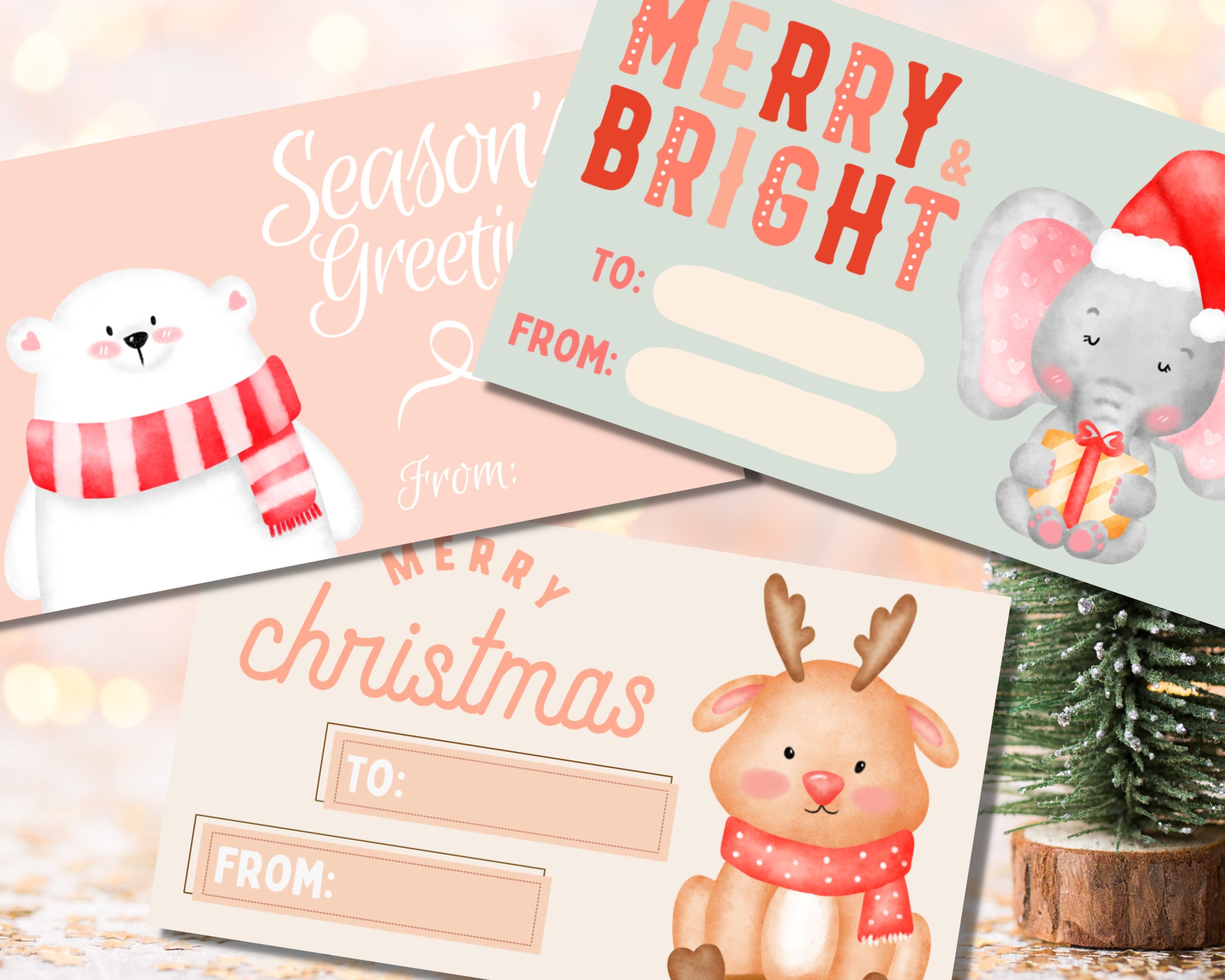 Christmas Gift Tags, Printable Christmas Labels, Cute Animal Gift Tags ...