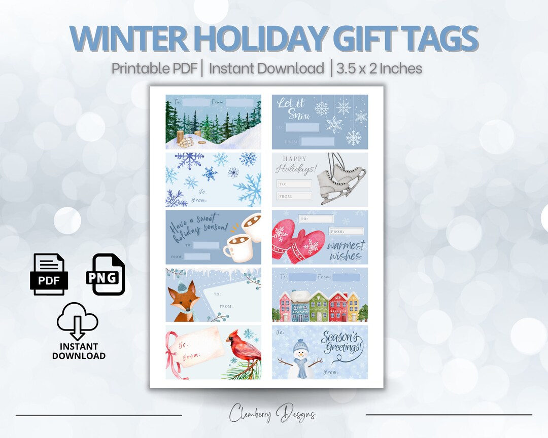 Holiday Gift Tags, Gift Labels for the Holidays, Printable Holiday ...