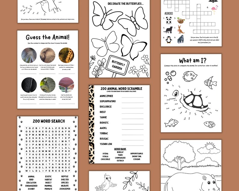 Zoo Activity Book for Kids, Zoo Animal Word Games and Activities, Zoo ...