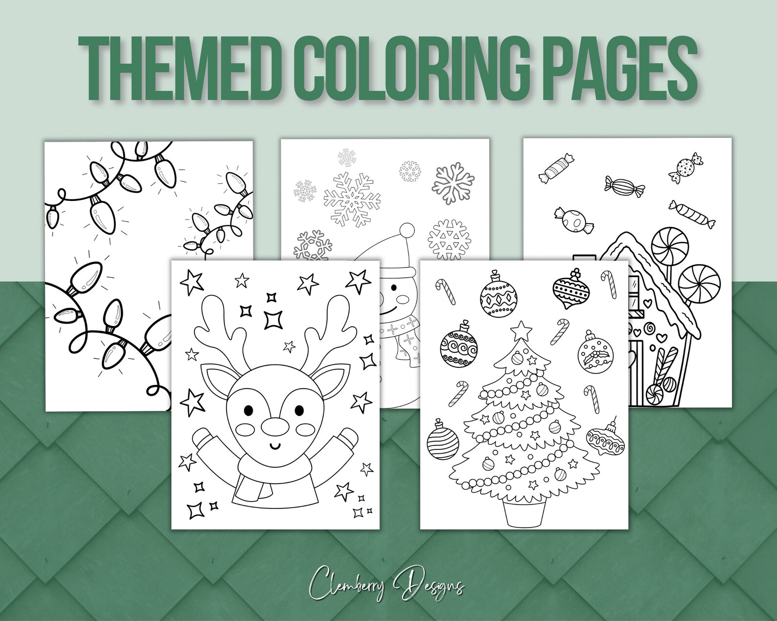 Christmas Coloring Page Bundle, Kids Coloring Pages, Printable Coloring ...
