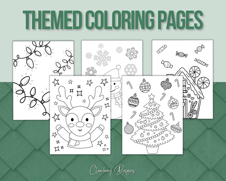 Christmas Coloring Page Bundle, Kids Coloring Pages, Printable Coloring ...