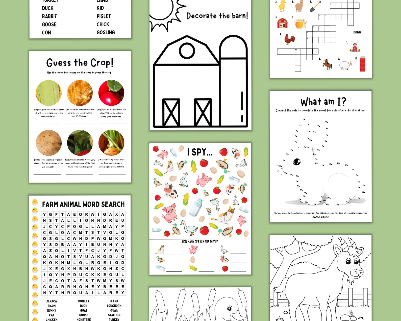 Farm Activity Book for Kids, Farm Animal Word Games and Activities ...