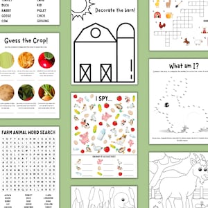 Farm Activity Book for Kids, Farm Animal Word Games and Activities ...