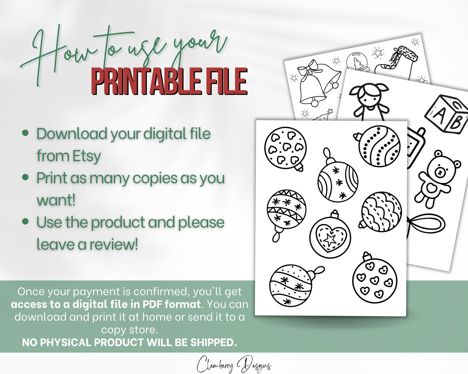 Christmas Coloring Page Bundle, Kids Coloring Pages, Printable Coloring ...