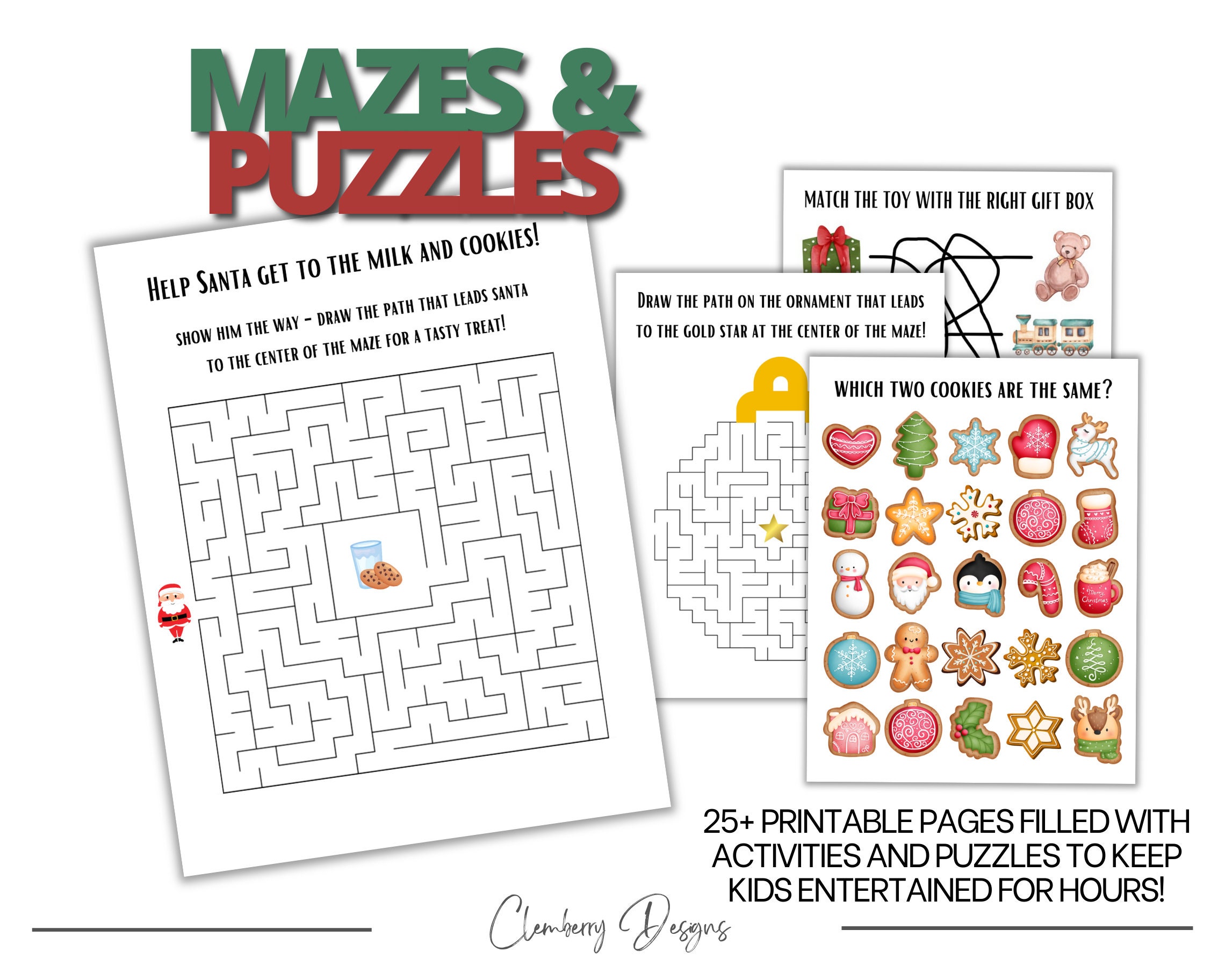 Christmas Activity Book Printable, Children's Games, Puzzles, and ...