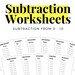 22 Printable Subtraction Math Worksheets With Answer Keys, Numbers 0-10 ...