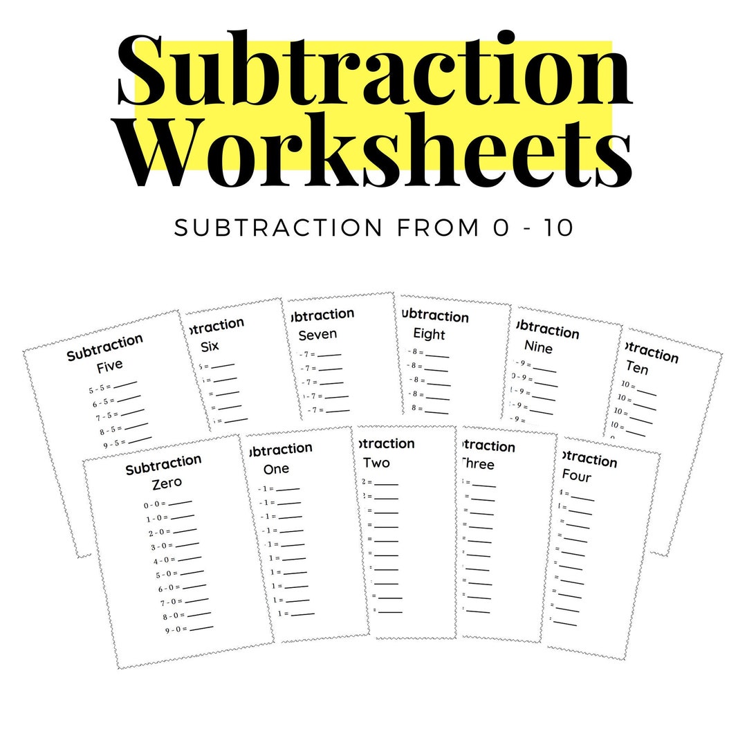 22 Printable Subtraction Math Worksheets With Answer Keys, Numbers 0-10 ...
