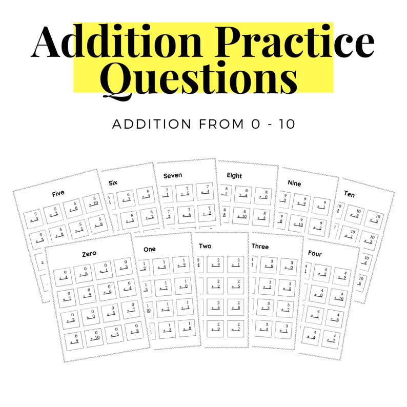 22 Printable Addition Math Worksheets With Answer Keys, Numbers 0-10 ...