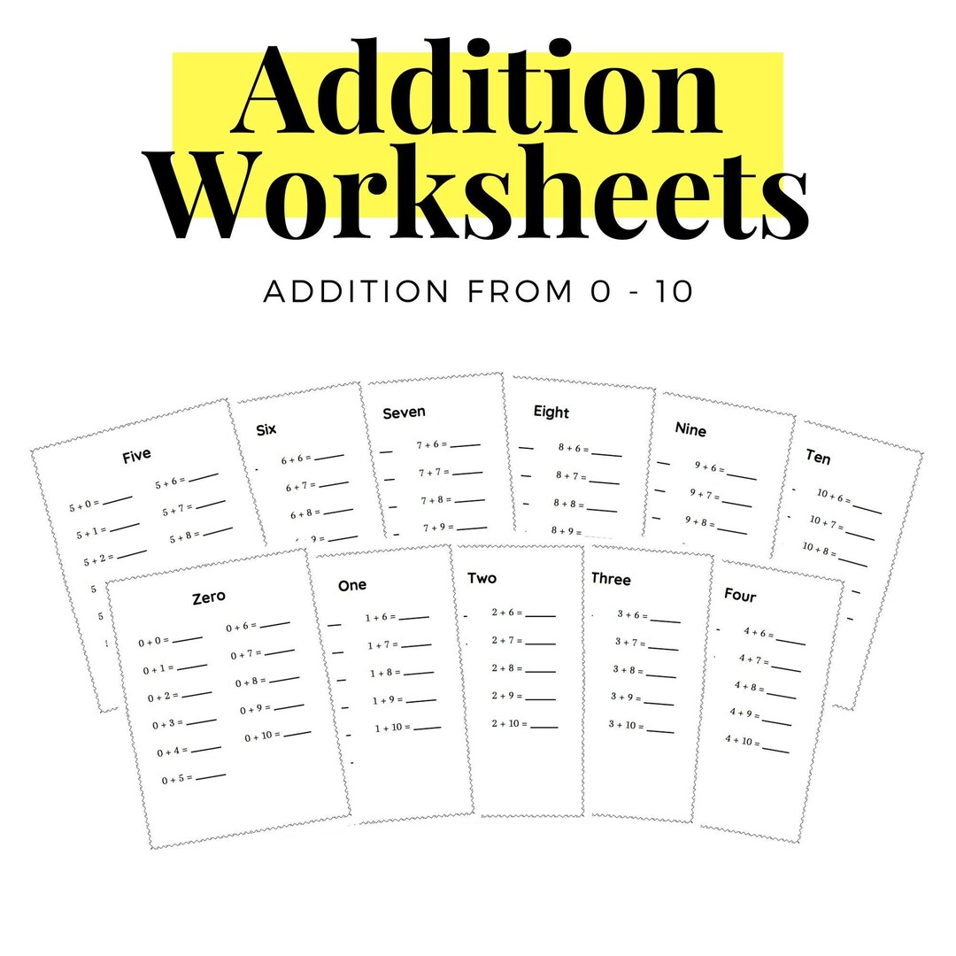 22 Printable Addition Math Worksheets With Answer Keys, Numbers 0-10 ...