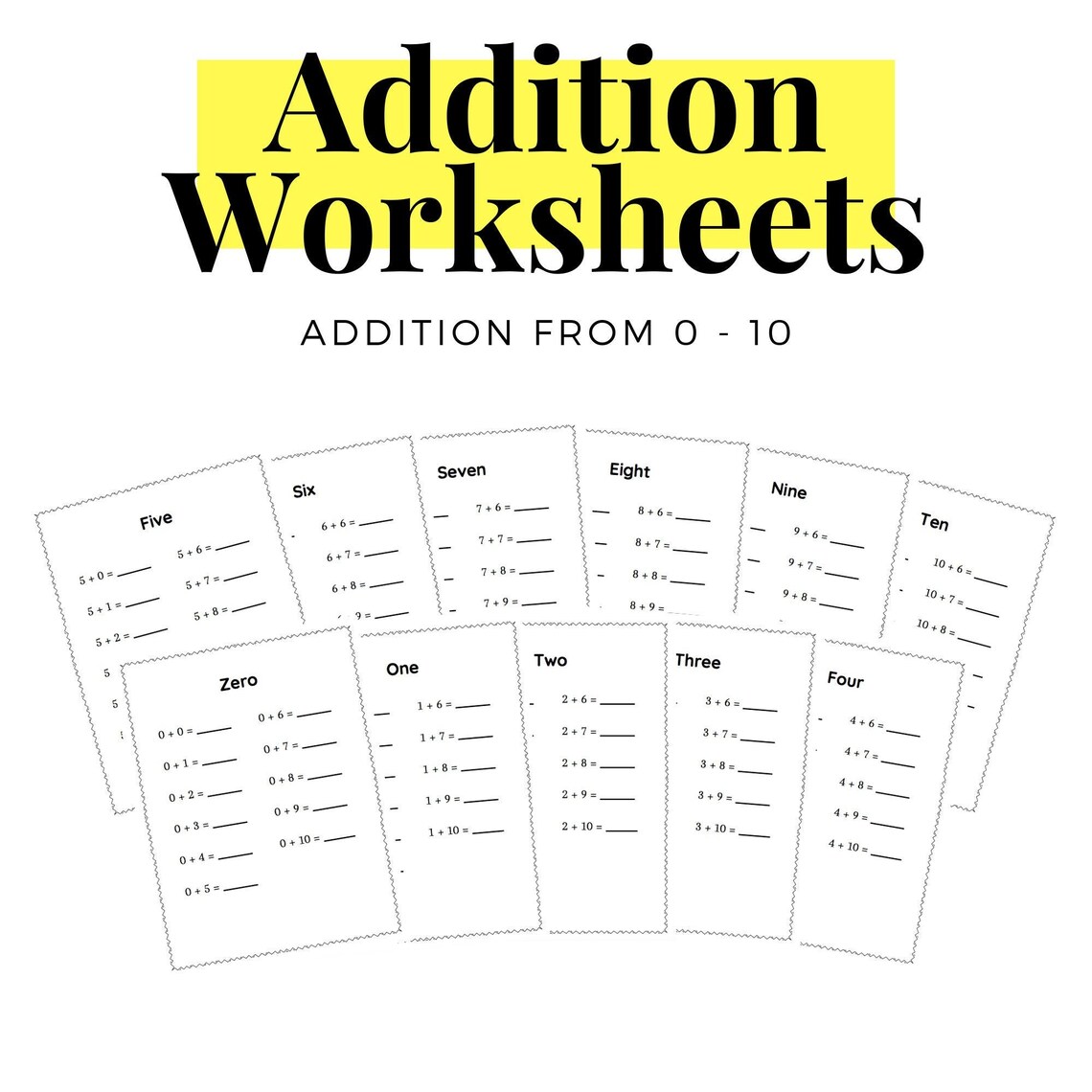 22 Printable Addition Math Worksheets With Answer Keys - Etsy
