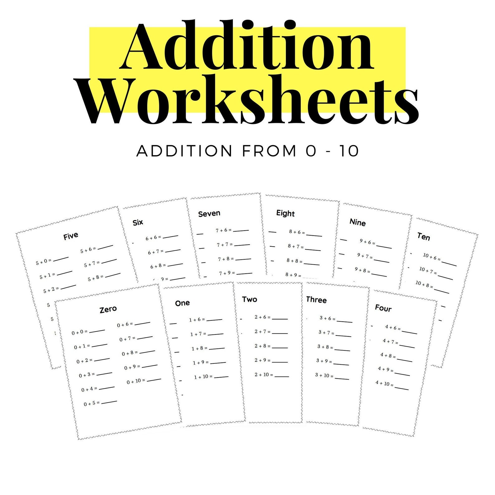 22 Printable Addition Math Worksheets With Answer Keys, Numbers 0-10 ...