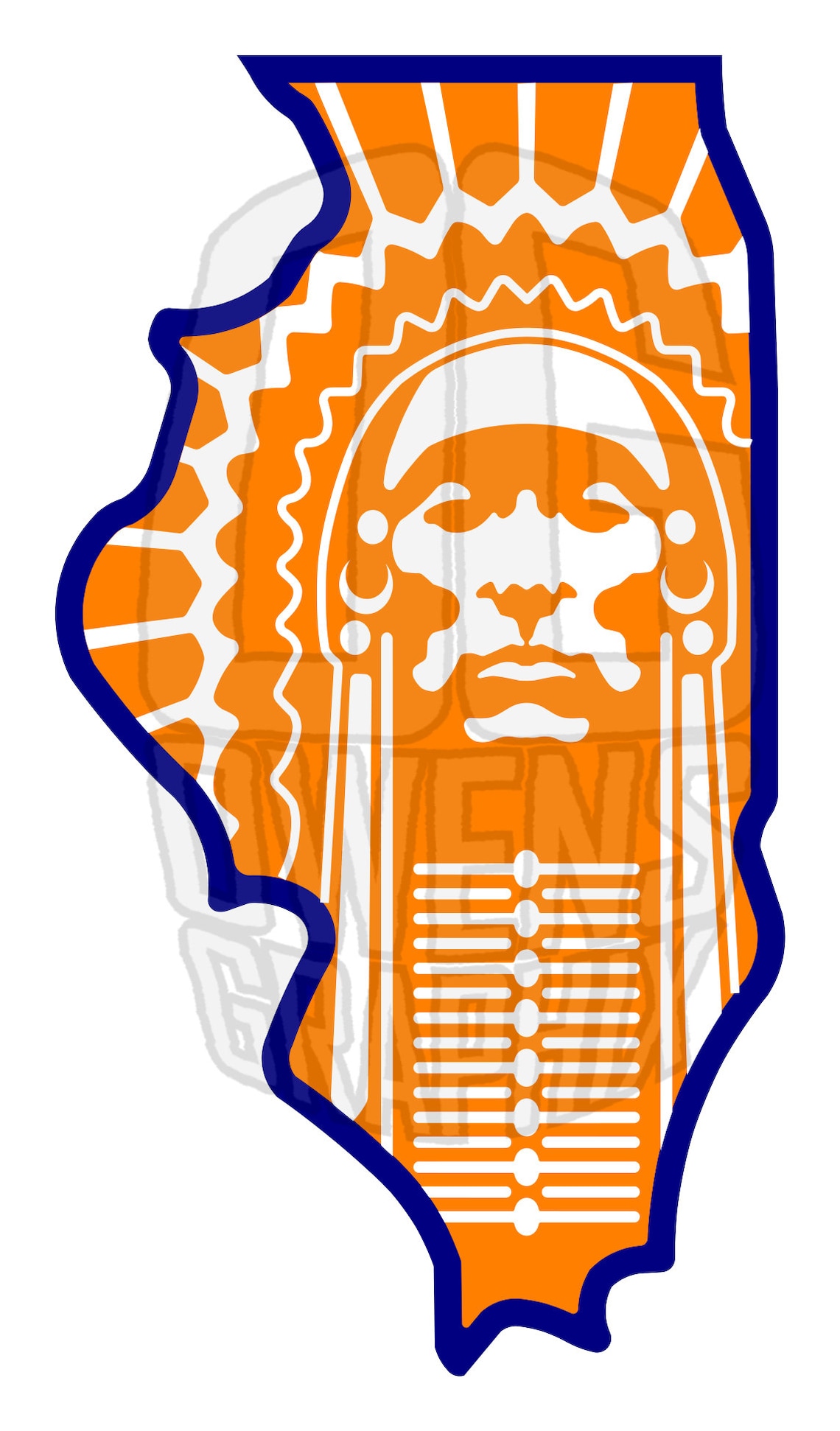 Chief Illiniwek Illini Illinois Outline SVG DXF PDF Jpg Png, Svg ...