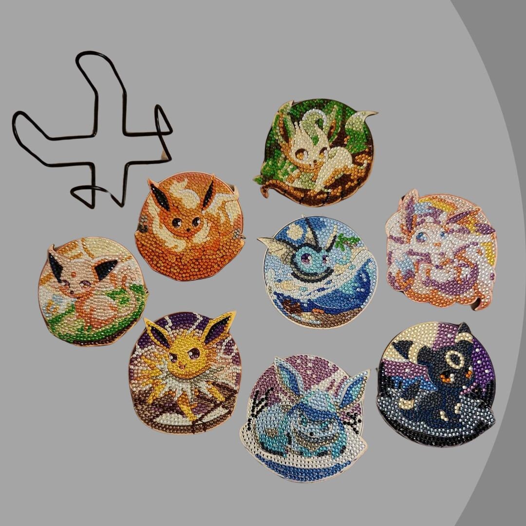 Finished Diamond Art Coasters Pokemon Drink Coasters 8 - Etsy