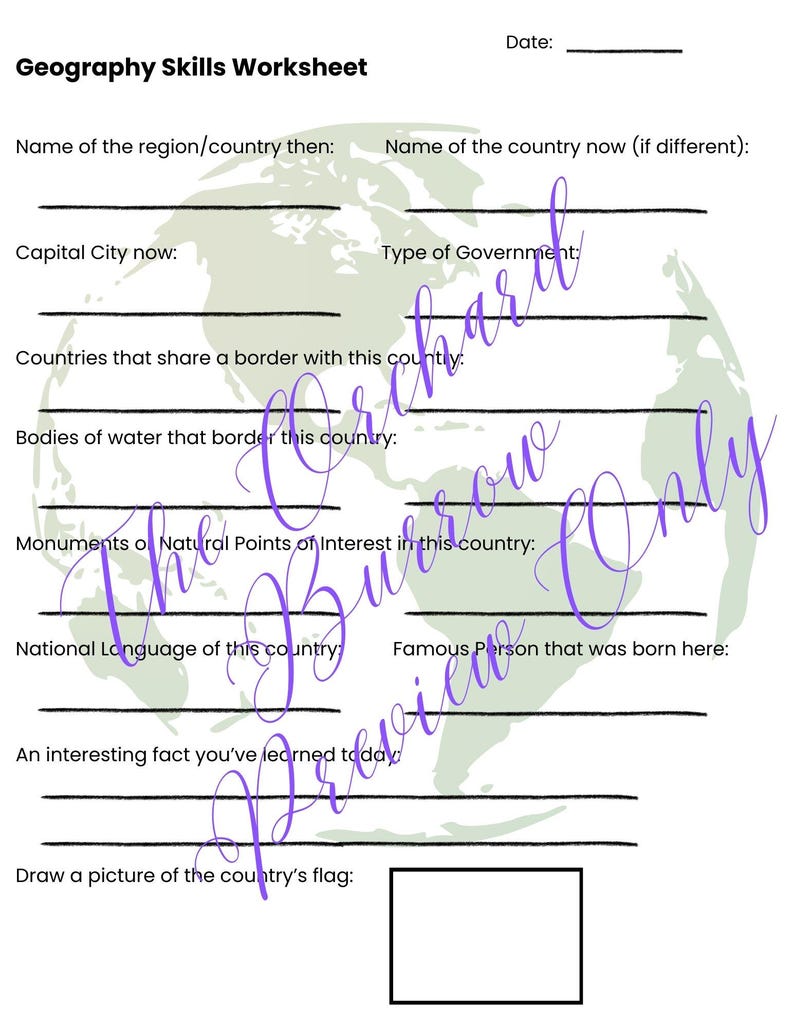 Geography Skills Worksheet - Etsy