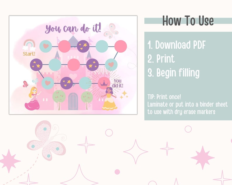 Princess Behavior Chart Printable Digital Download for Kids - Etsy