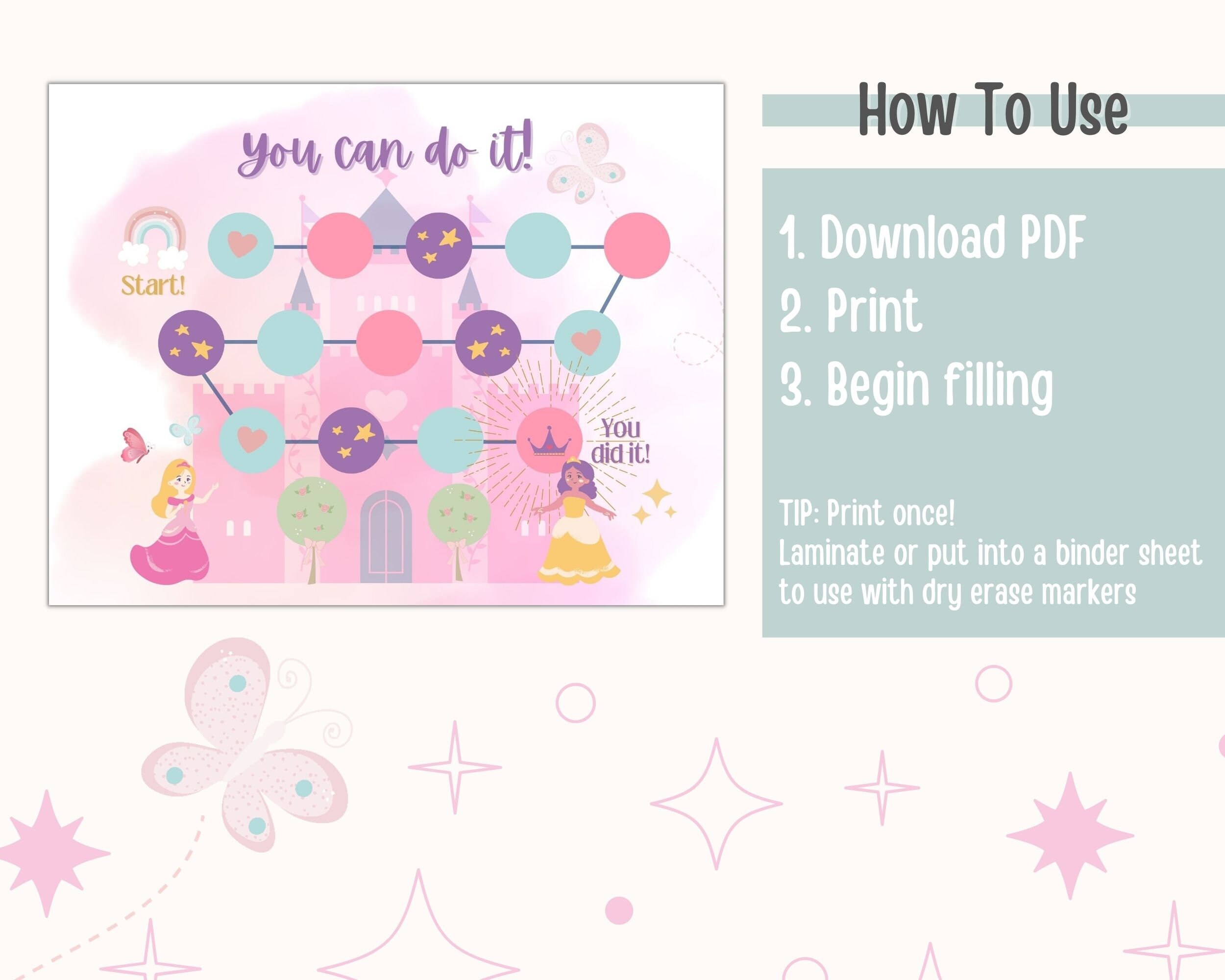 Princess Behavior Chart Printable Digital Download for Kids - Etsy