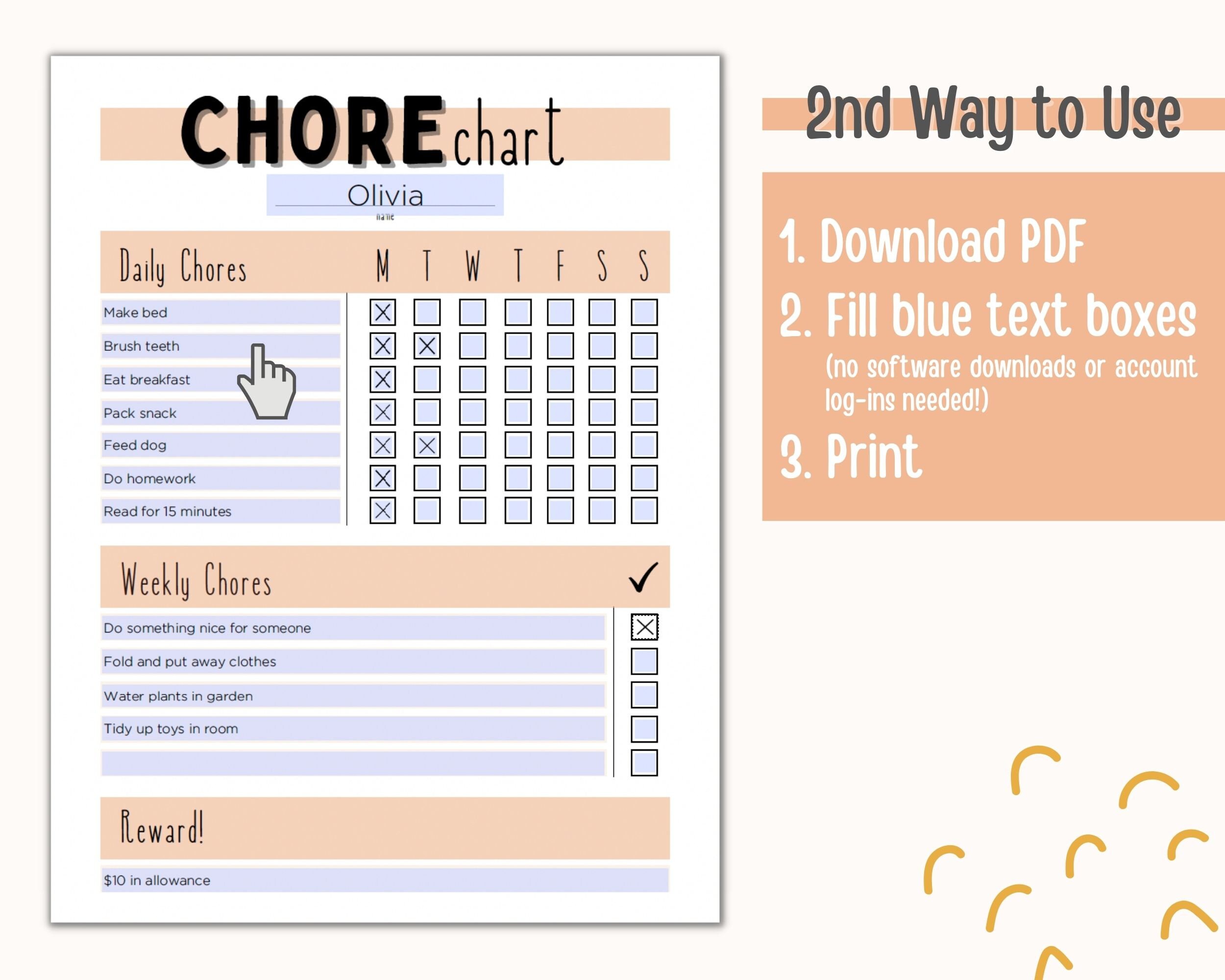 Digital Chore Chart Printable - Organize Your Household Chores - Etsy